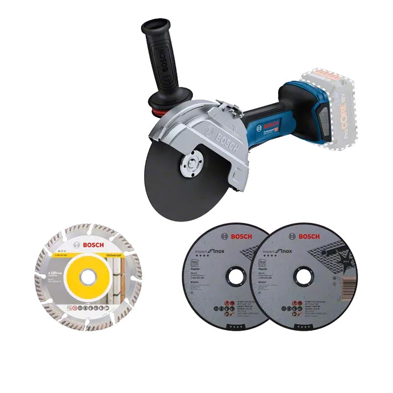 Meuleuse 180mm 18V Biturbo BOSCH GWS 18V-180 P solo L-Boxx + 1 disque ...