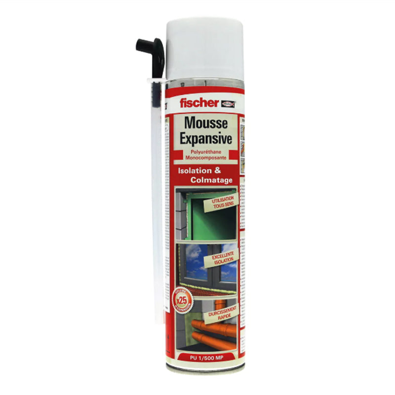 Mousse expansive polyuréthane PU 1/500 isolant et colmatage, 500 ml ...