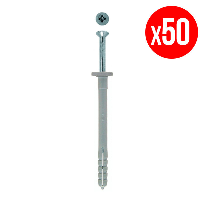 Sachet de 50 chevilles à frapper FISCHER N-F avec clou en acier électr ...